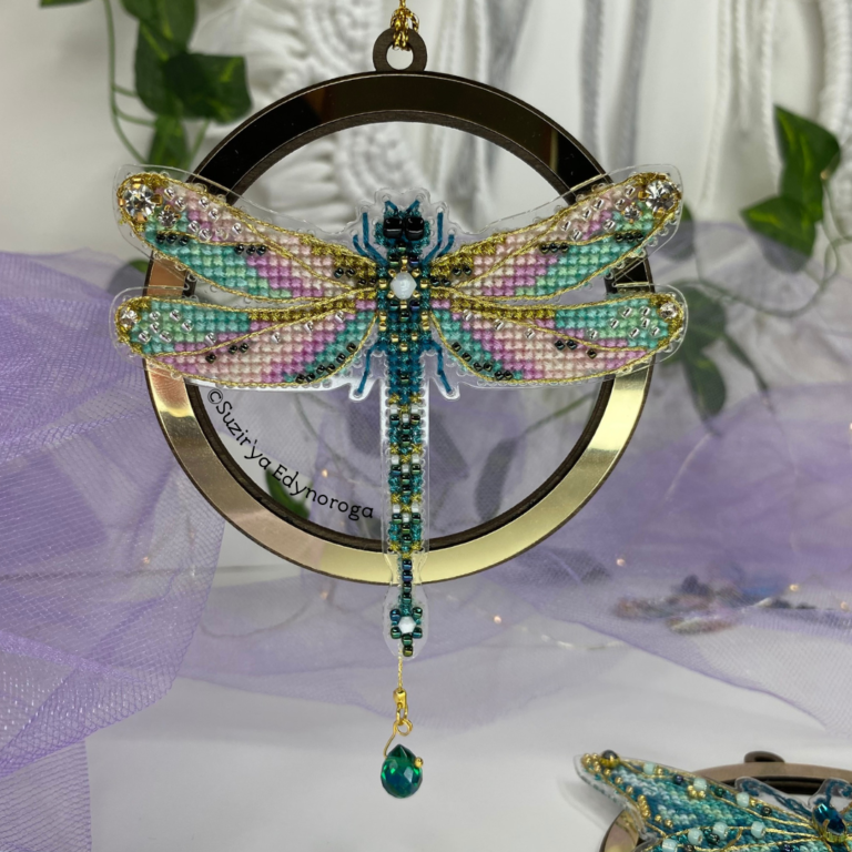 Dragonfly Bead & Cross Stitch Hanging Kit | Unicstitch Kit – Talking ...